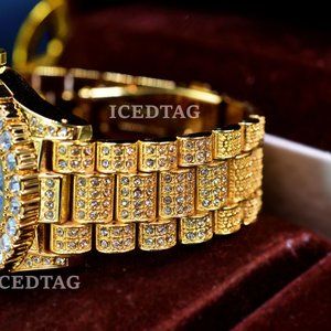 Accessories | Full Iced Out Red Dial Watch Iced Out Ring Set | Poshmark